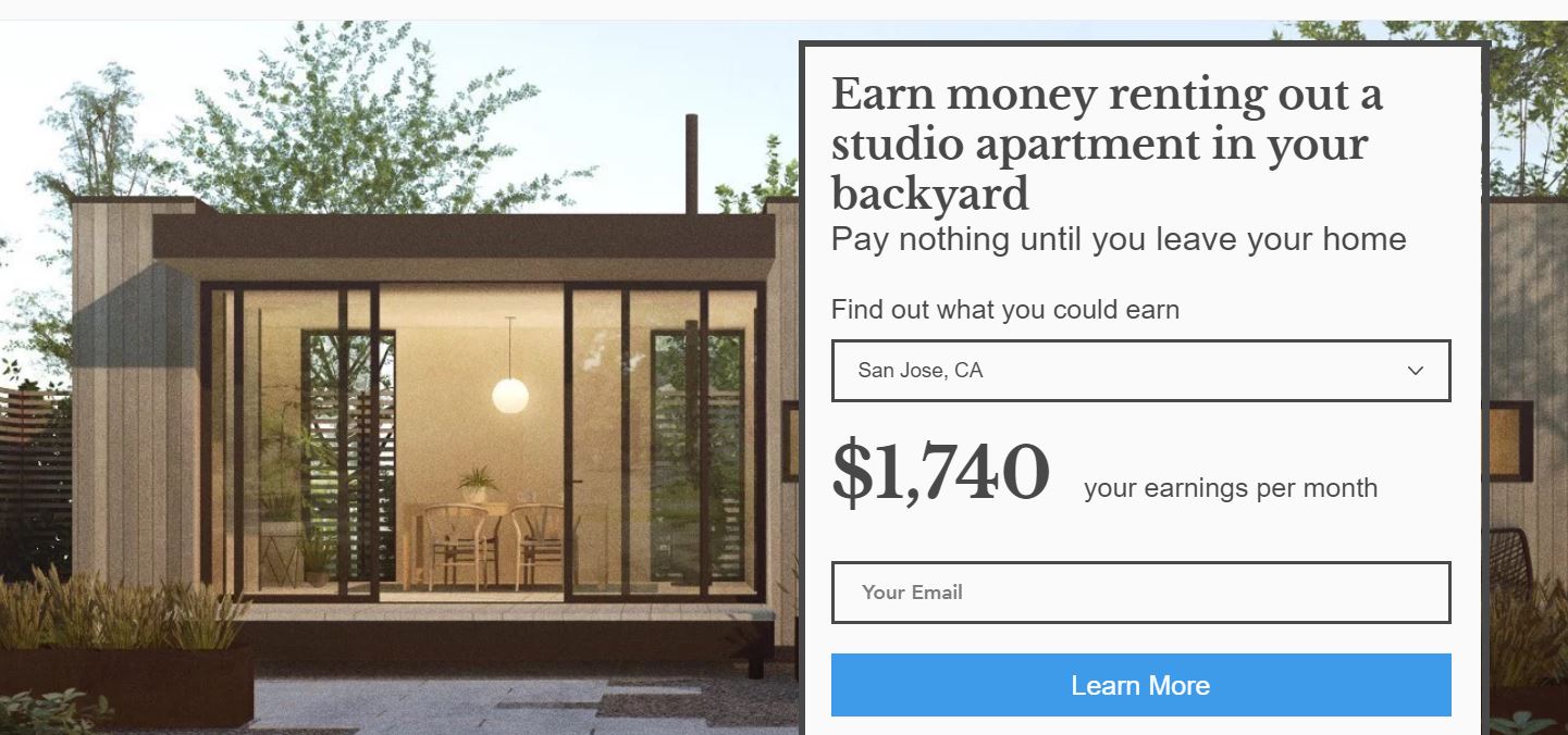 Boomers Home Income : “RentTheBackyard.com” Will Build & Rent Studio ...