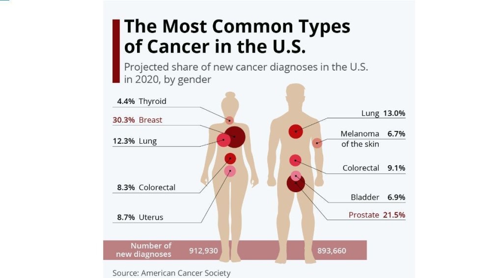 Health Infographics: The Most Common Types Of Cancer In U.S. By Gender ...