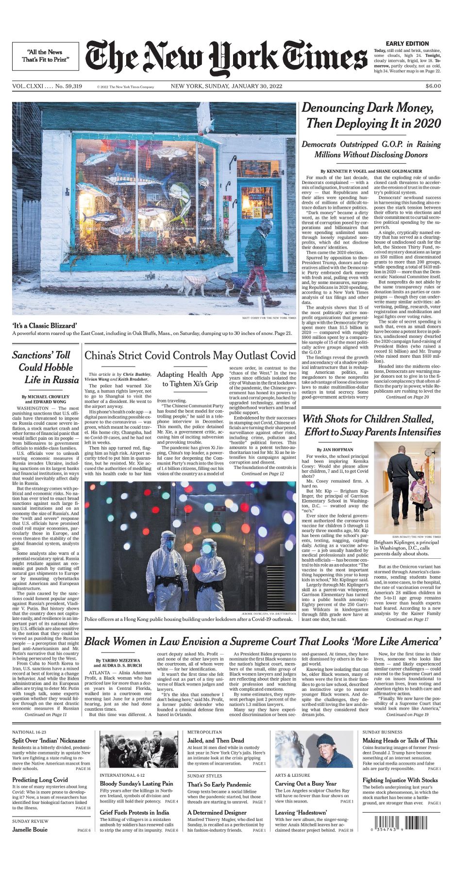 Front Page Views: The New York Times – January 30 | Boomers Daily
