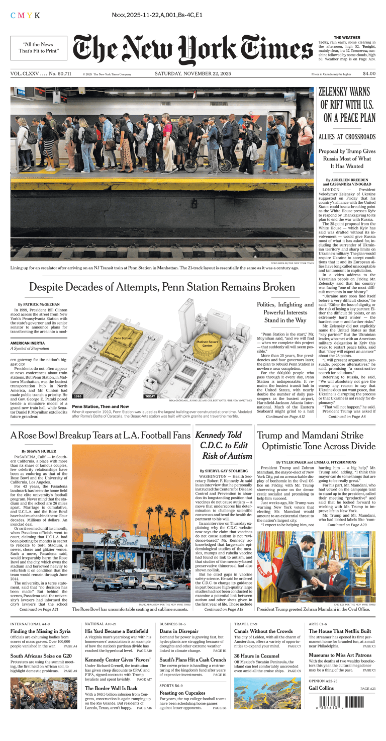 THE NEW YORK TIMES – SATURDAY, NOV. 22, 2025 | Boomers Daily