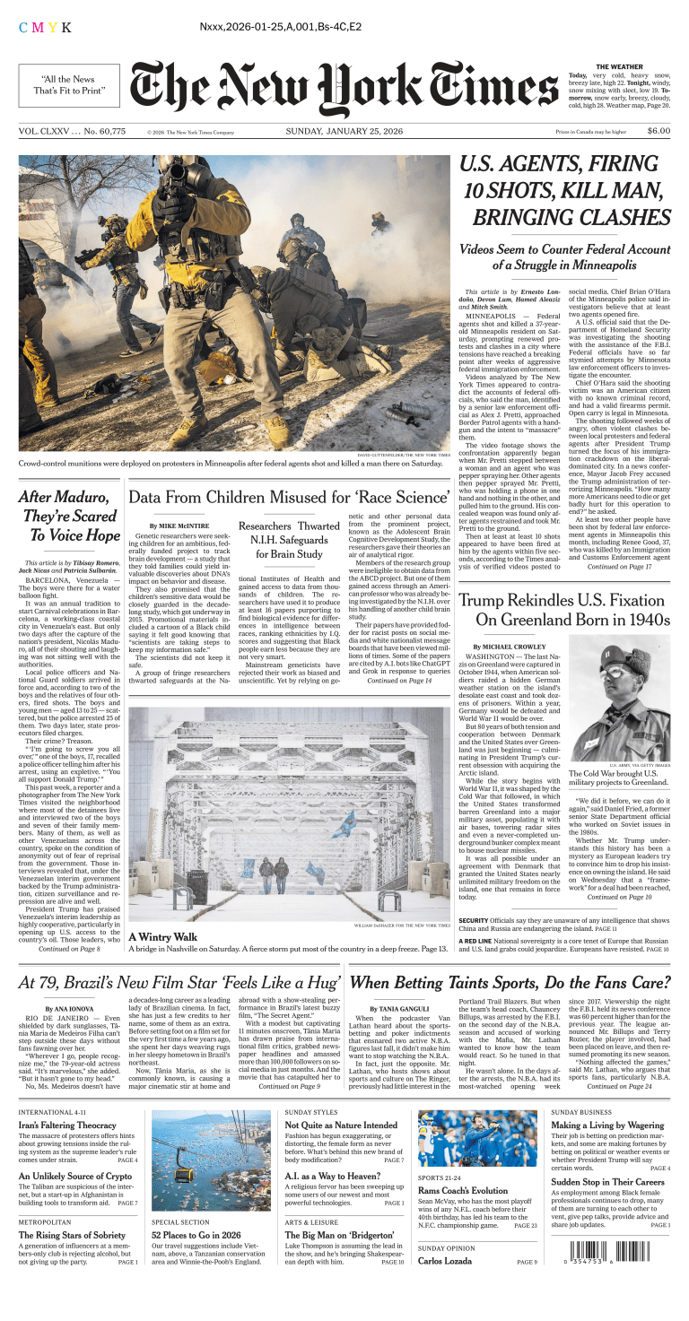 THE NEW YORK TIMES – SUNDAY, JANUARY 25, 2026 | Boomers Daily