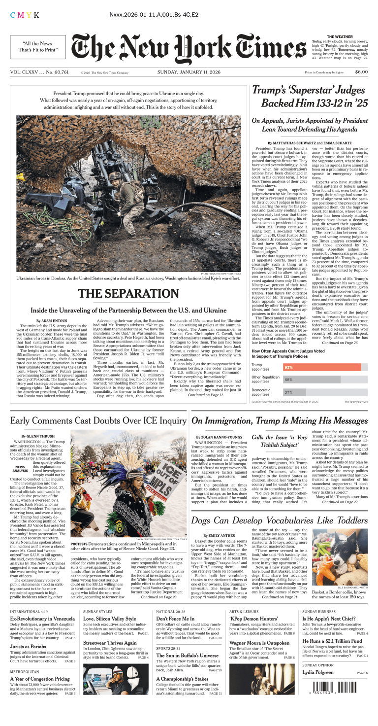 THE NEW YORK TIMES – SUNDAY, JANUARY 11, 2026 | Boomers Daily