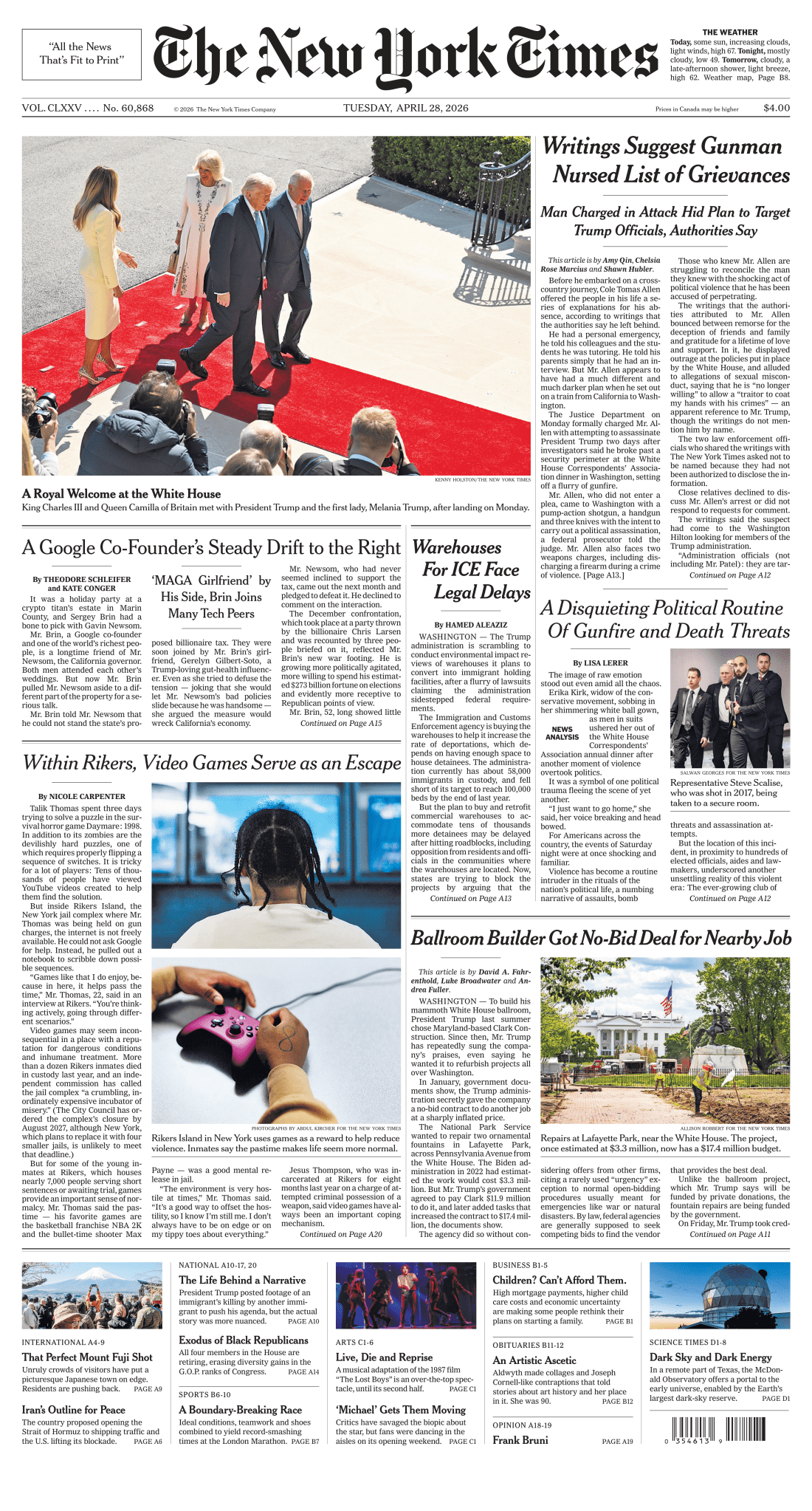 THE NEW YORK TIMES – TUESDAY, APRIL 28, 2026 | Boomers Daily