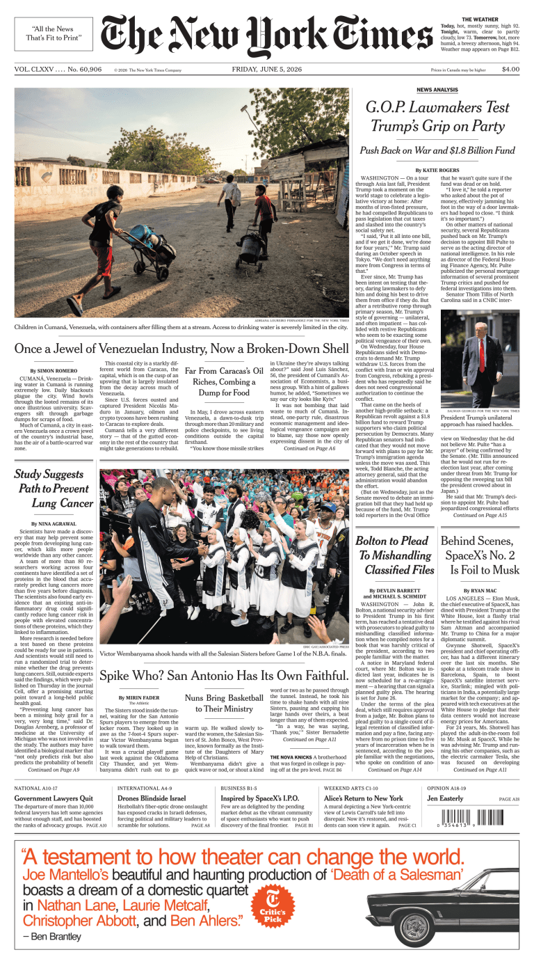 THE NEW YORK TIMES – FRIDAY, JUNE 5, 2026 | Boomers Daily